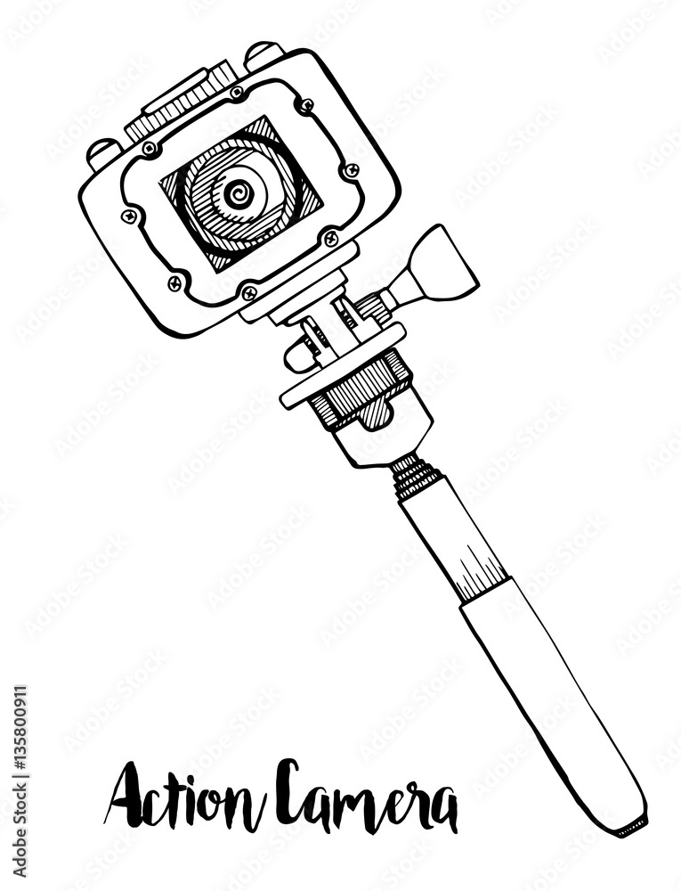 Sport camera, action camera isolated on white background. Vector ...