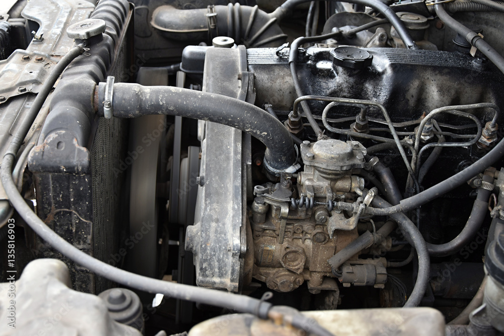 The old diesel engine is started. Stock Photo | Adobe Stock