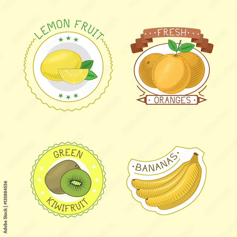 Vector fruits badges. Stock Vector | Adobe Stock