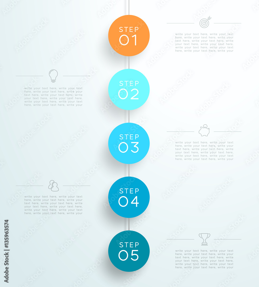 Infographic 5 3d Circle Steps Hanging Template B Stock Vector | Adobe Stock