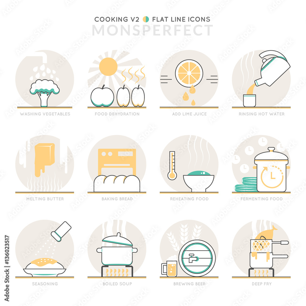 Infographic Icons Elements about Cooking. Flat Thin Line Icons S Stock ...