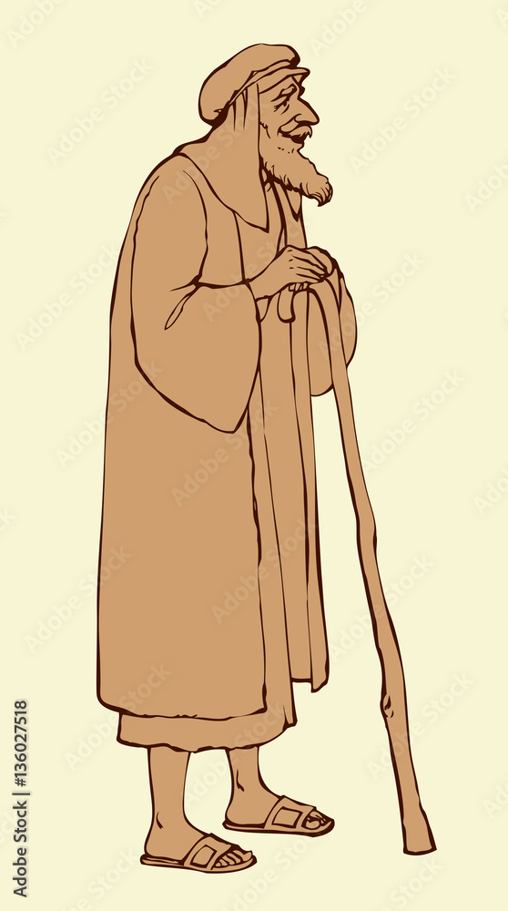 Old Jew in national dress. Vector drawing Stock Vector | Adobe Stock