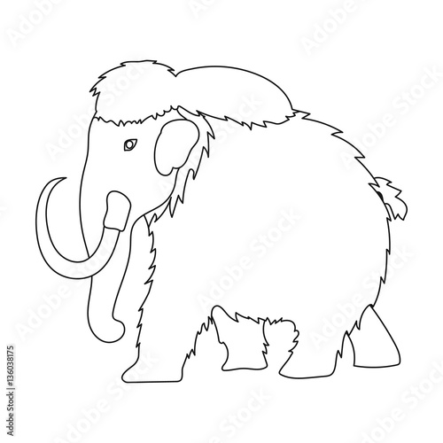 Mammoth icon in outline style isolated on white background. Dinosaurs ...