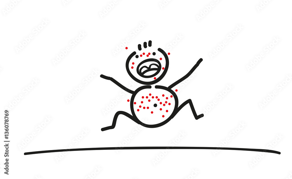 Schreiendes Kleinkind mit Ausschlag, schwere Kinderkrankheiten, Masern ...