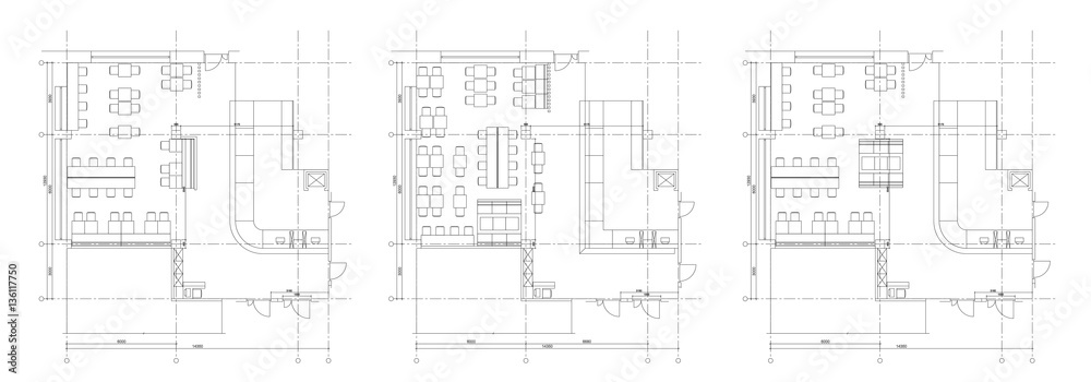 Standard cafe furniture symbols on floor plans Stock Vector | Adobe Stock