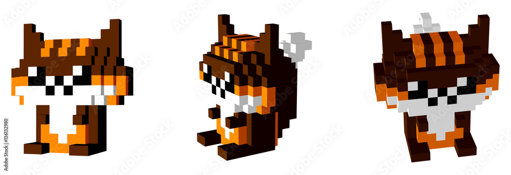 Chipmunk icons 3D pixel art for design project - vector illustration ...