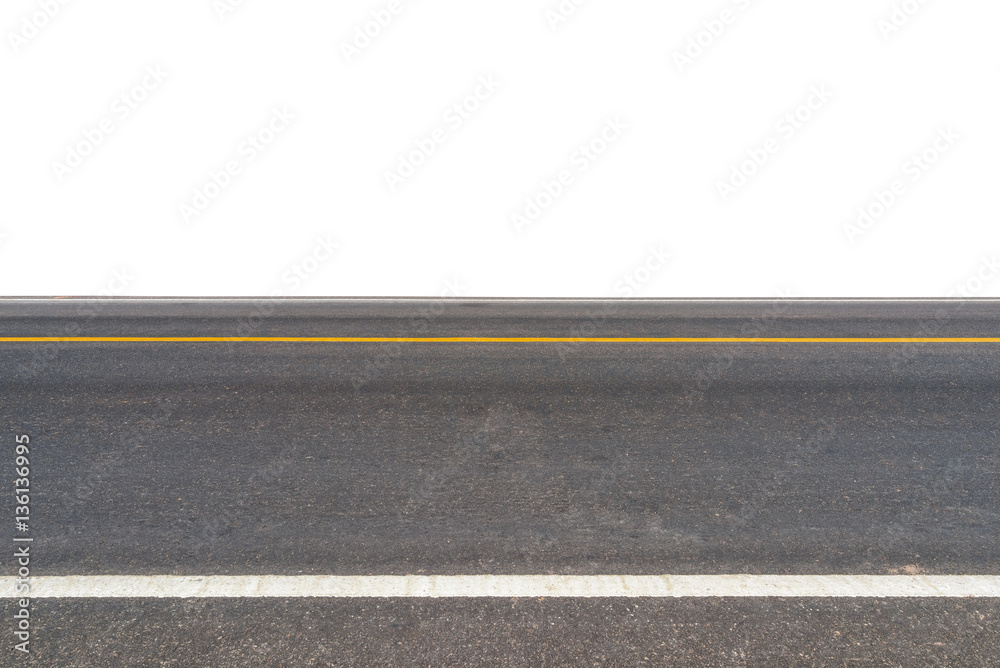 Side view of asphalt road isolated on white background. This has ...