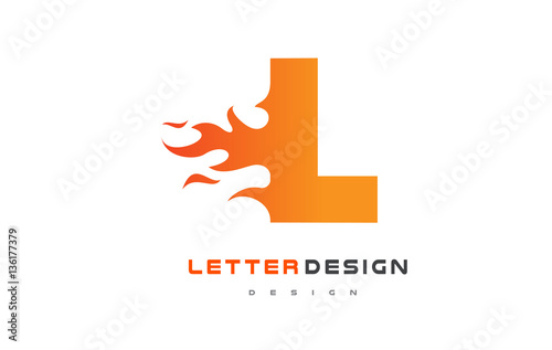 L Letter Flame Logo Design. Fire Logo Lettering Concept. Stock Vector ...