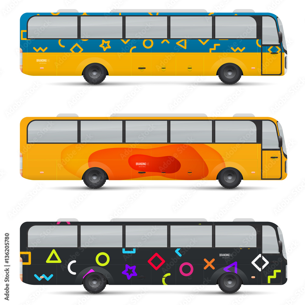 Mockup of passenger bus. Design templates for transport. Branding for ...