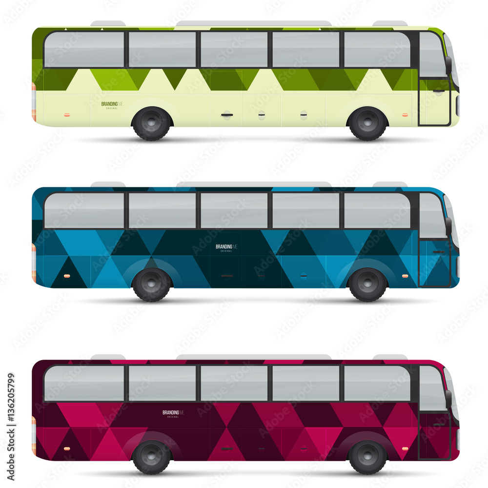 Mockup of passenger bus. Design templates for transport. Branding for ...