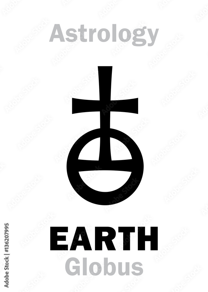 Astrology Alphabet: Sign of EARTH (Globe/Orb). Hieroglyphics character ...