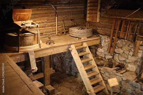 Inside water mill in Kvacianska dolina, Slovakia. Historical Interior ...