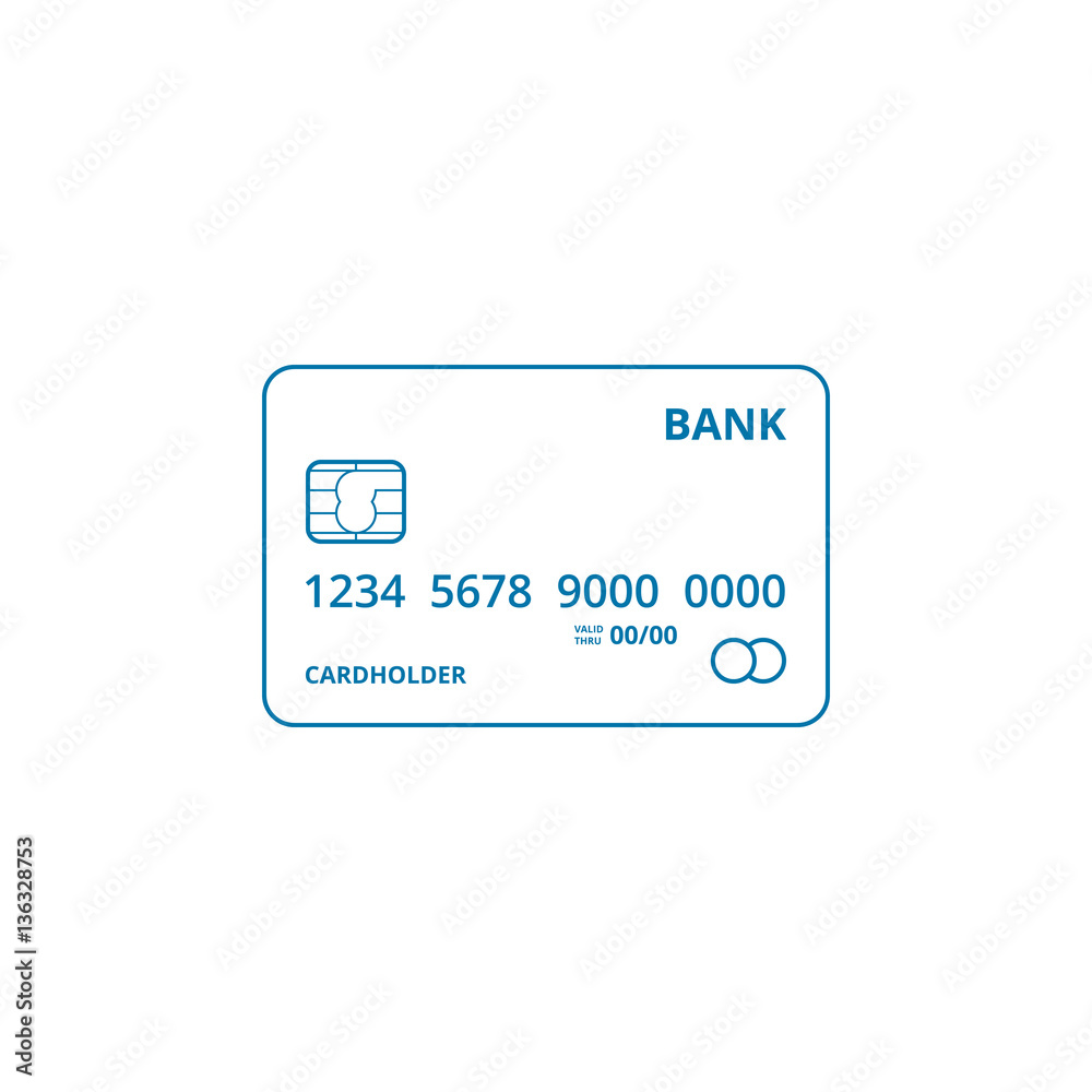 Credit Card outline vector icon. Stock Vector | Adobe Stock
