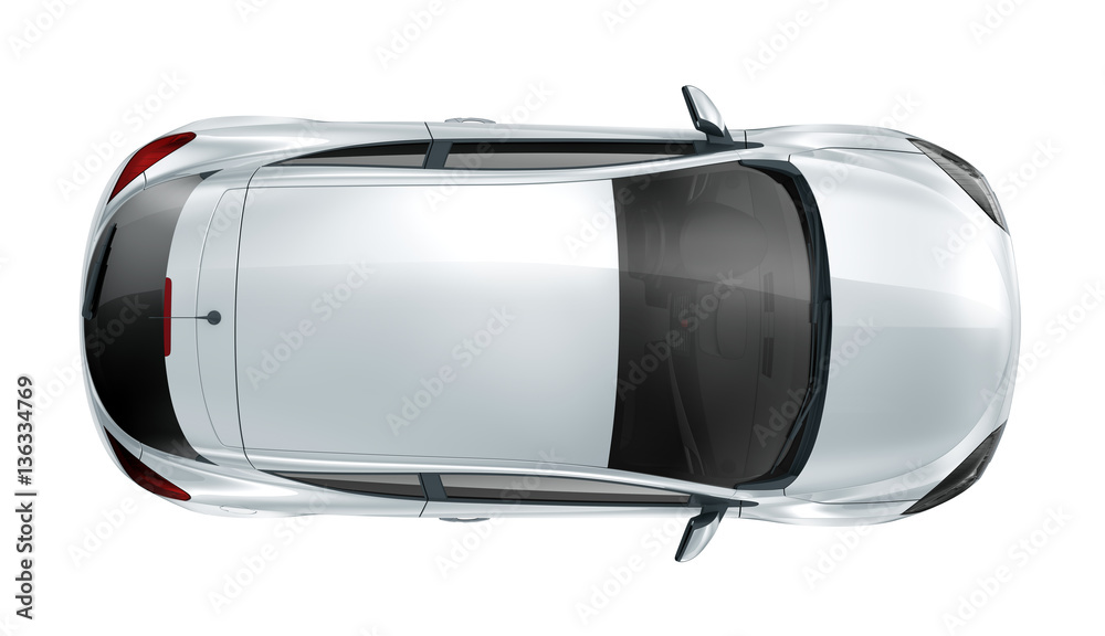 Photo Stock Silver hatcback car - top view | Adobe Stock