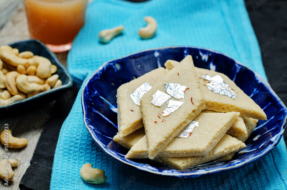Cashew fudge. Kaju Katli. Indian sweets Stock Photo | Adobe Stock