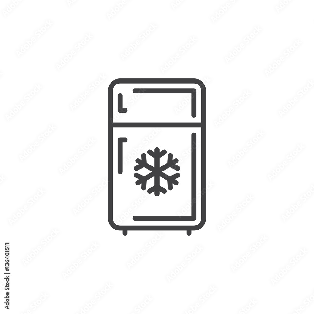 Refrigerator line icon, outline vector sign, linear pictogram isolated ...