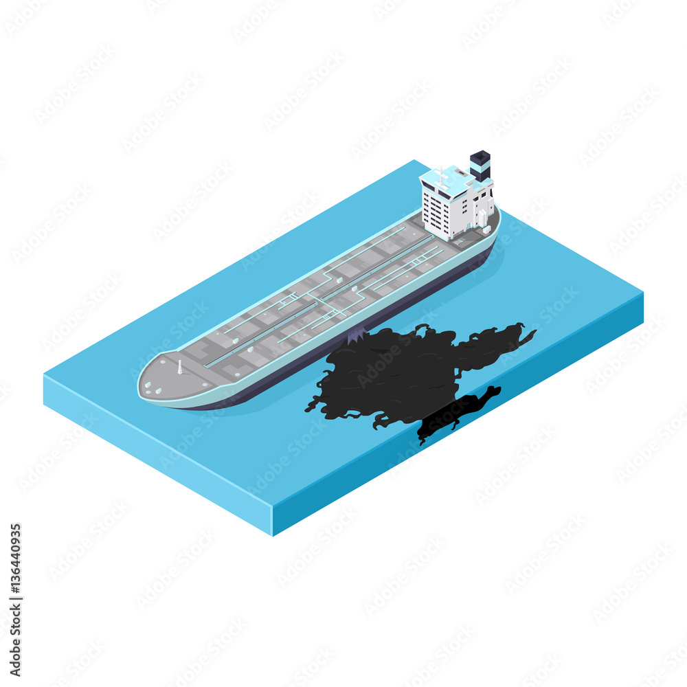 Vector de Stock Isometric Tanker Oil Spill Disaster Icon. Vector ...