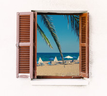 Beach View Through Window Free Stock Photo - Public Domain Pictures