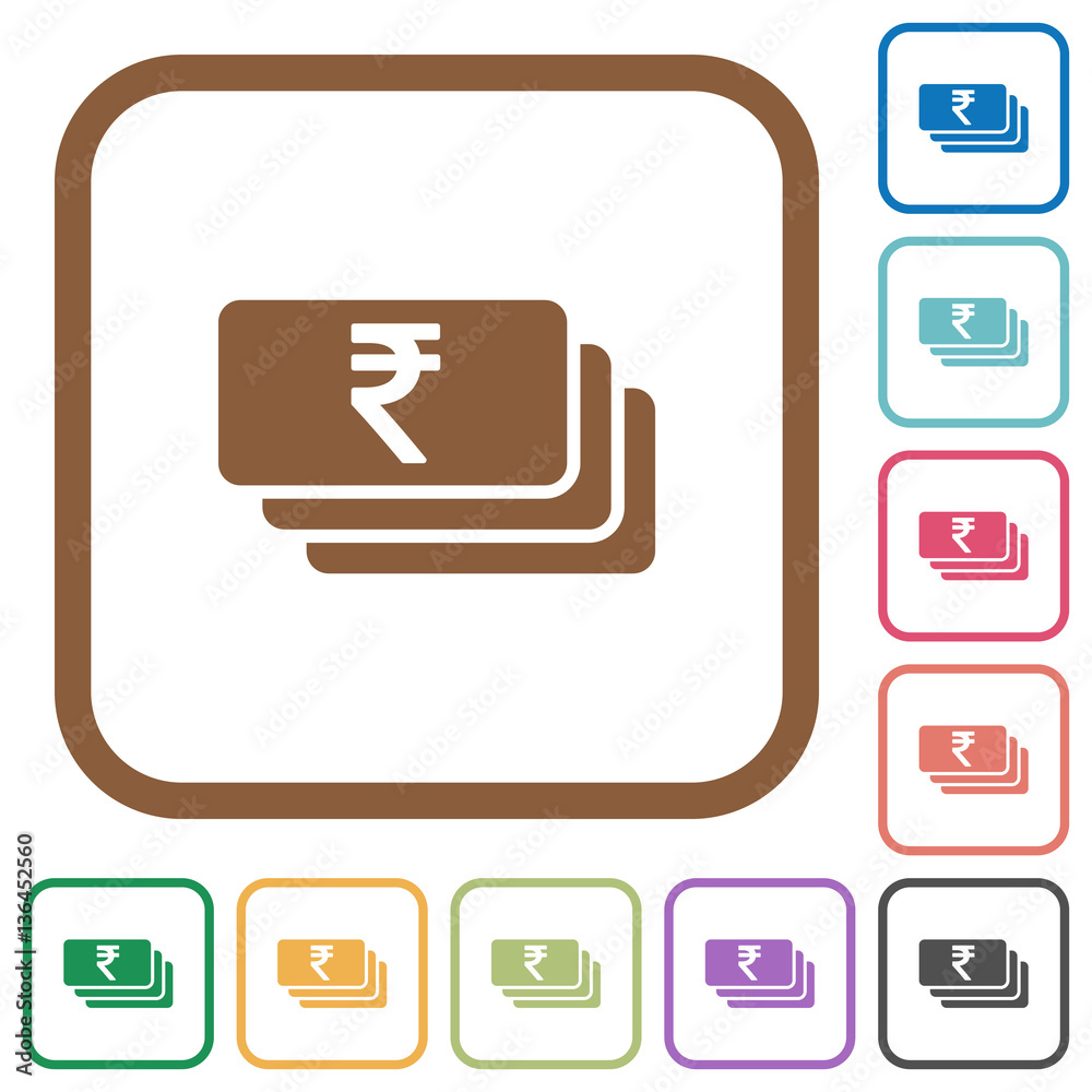 Indian Rupee banknotes simple icons Stock Vector | Adobe Stock