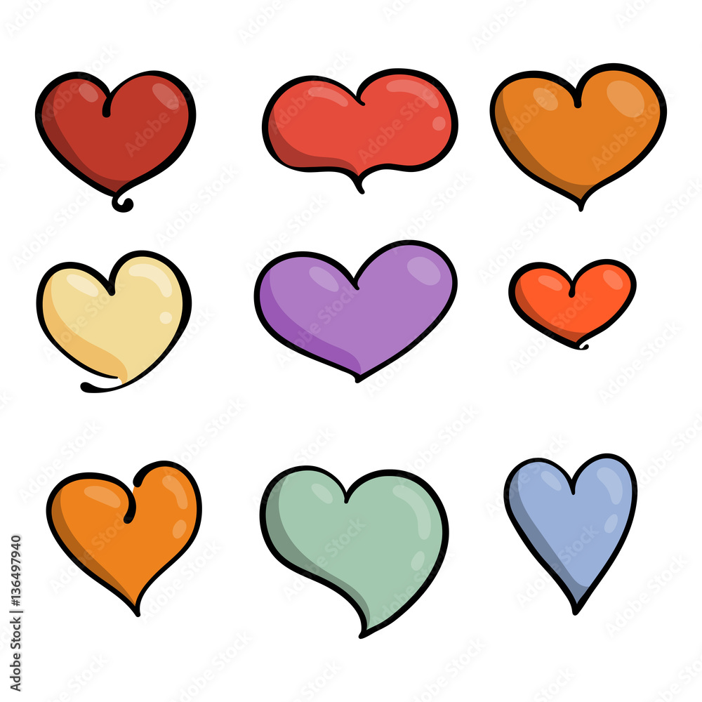 Set of cute lovely emoticons. Doodle kawaii face, sweet and childlike ...