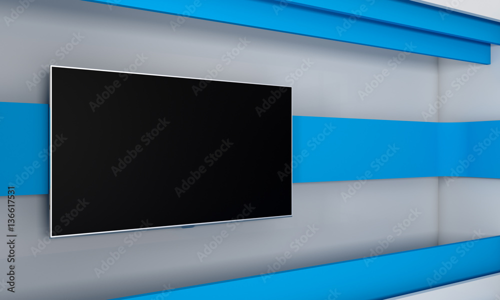 Tv Studio. Backdrop for TV shows .TV on wall. News studio. The perfect ...