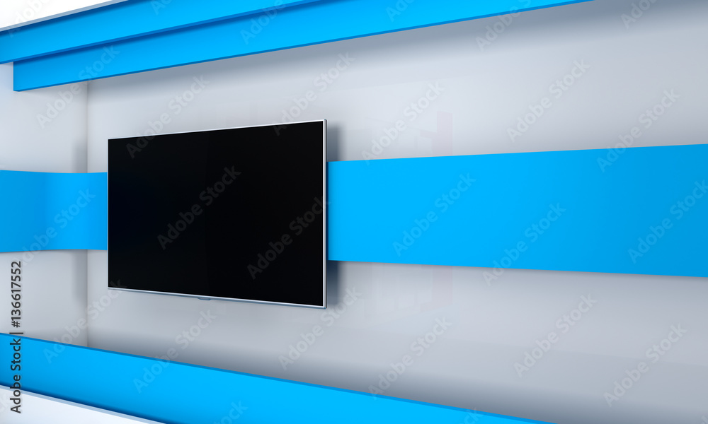 ภาพประกอบ Stock Tv Studio. Backdrop for TV shows .TV on wall. News ...