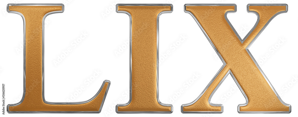 Roman numeral LIX, novem et quinquaginta, 59, fifty nine, isolat Stock ...