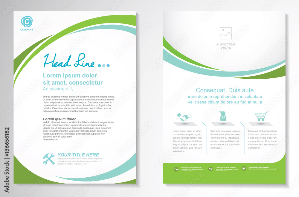 Vector Brochure Flyer design Layout template, size A4, Curve design ...