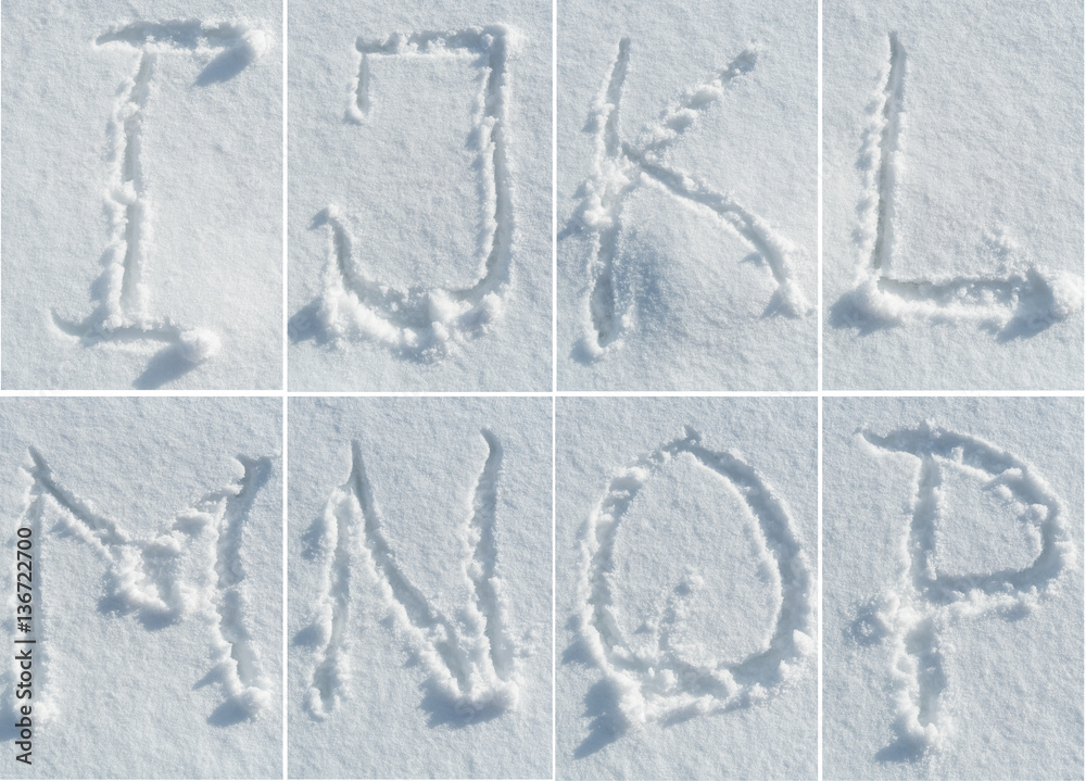 English alphabet in the snow - font set Stock Photo | Adobe Stock