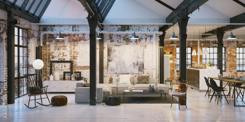 old vintage loft apartment - Altes Fabrik Loft Stock Illustration ...