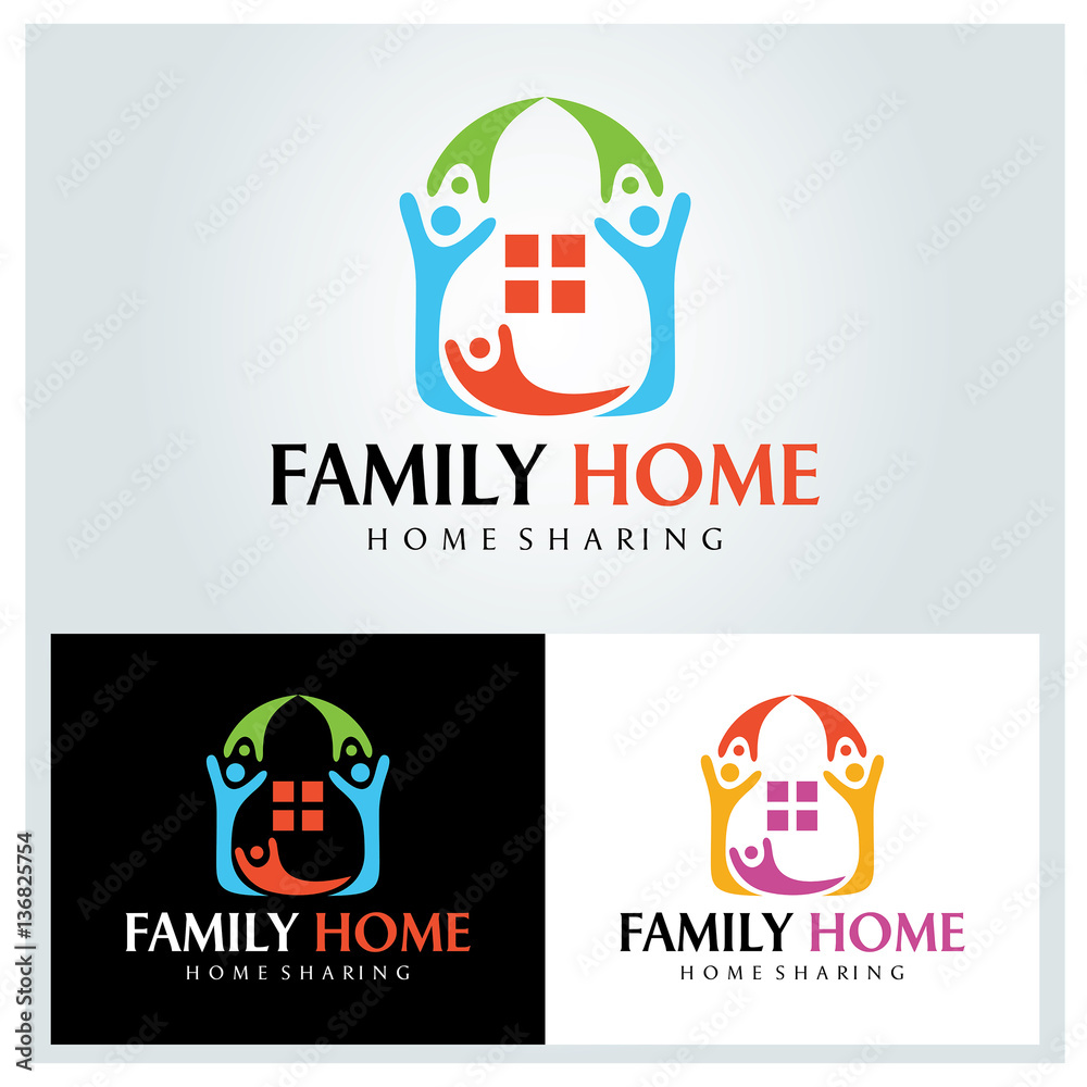 Family home logo design template. Together logo design concept. Vector ...