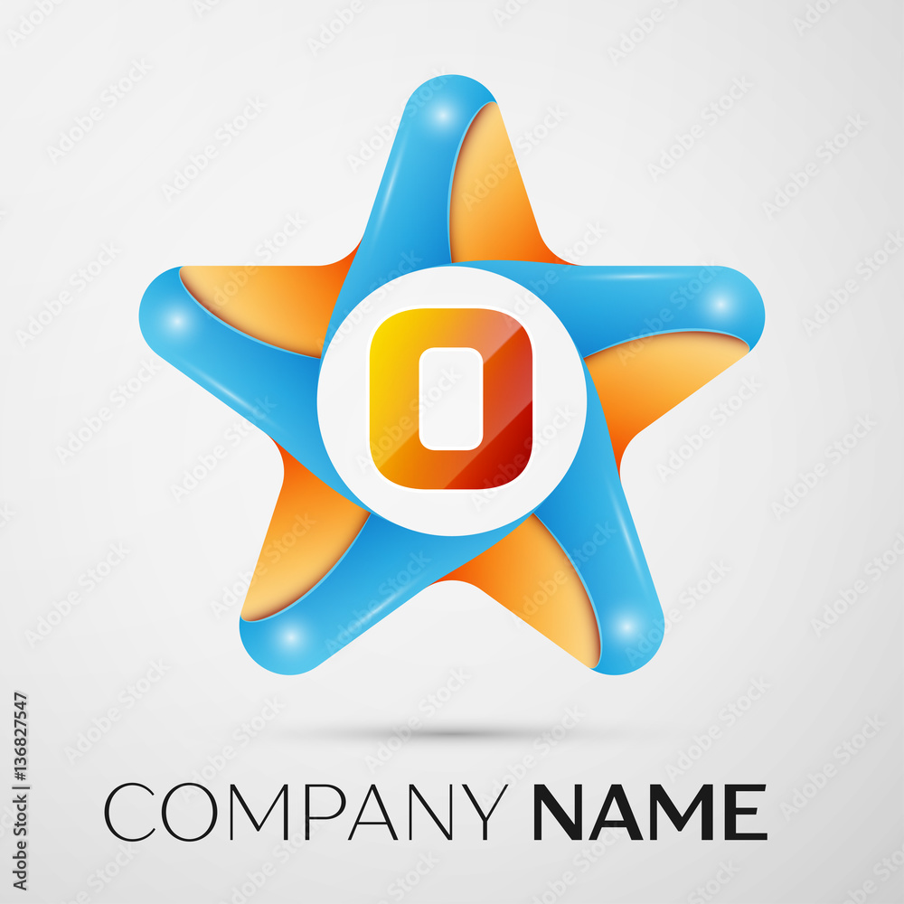 Letter O vector logo symbol in the colorful star on grey background ...