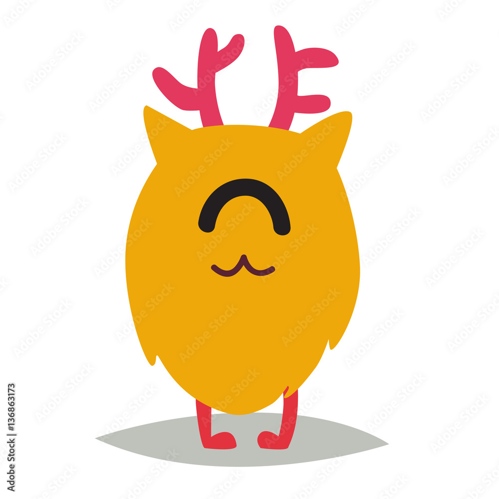 Emoji monster cat. Cute cyclops vector illustration. Cartoon funny ...