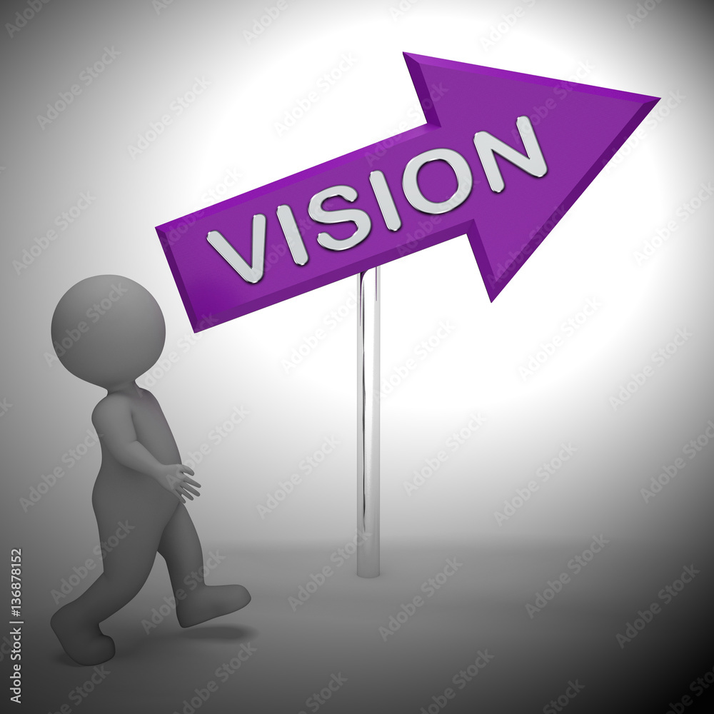 Vision Sign Represents Forecasting Missions 3d Rendering Stock ...