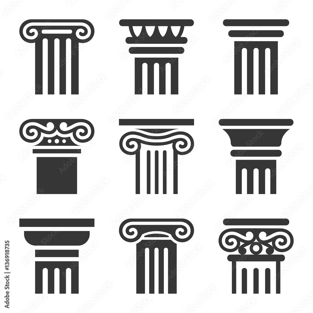 Ancient Columns Icon Set. Vector Stock Vector | Adobe Stock