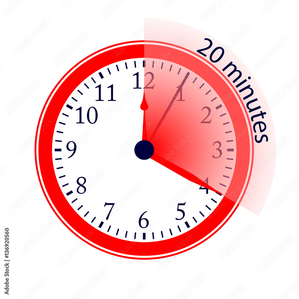 Clock 20 Minutes To Go Vector Illustration Stock Vector | Adobe Stock