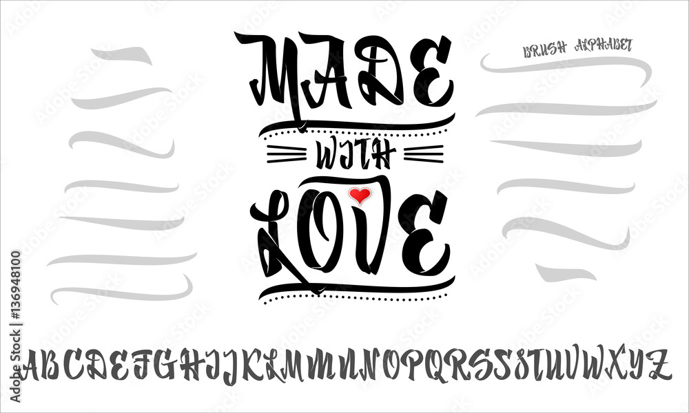 Vector Alphabet. Made with love. Calligraphic font. Unique Custom ...