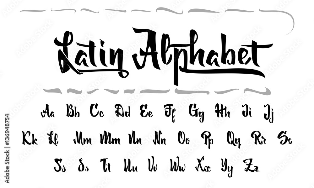 Vector Alphabet. Calligraphic font. Unique Custom Characters. Hand ...
