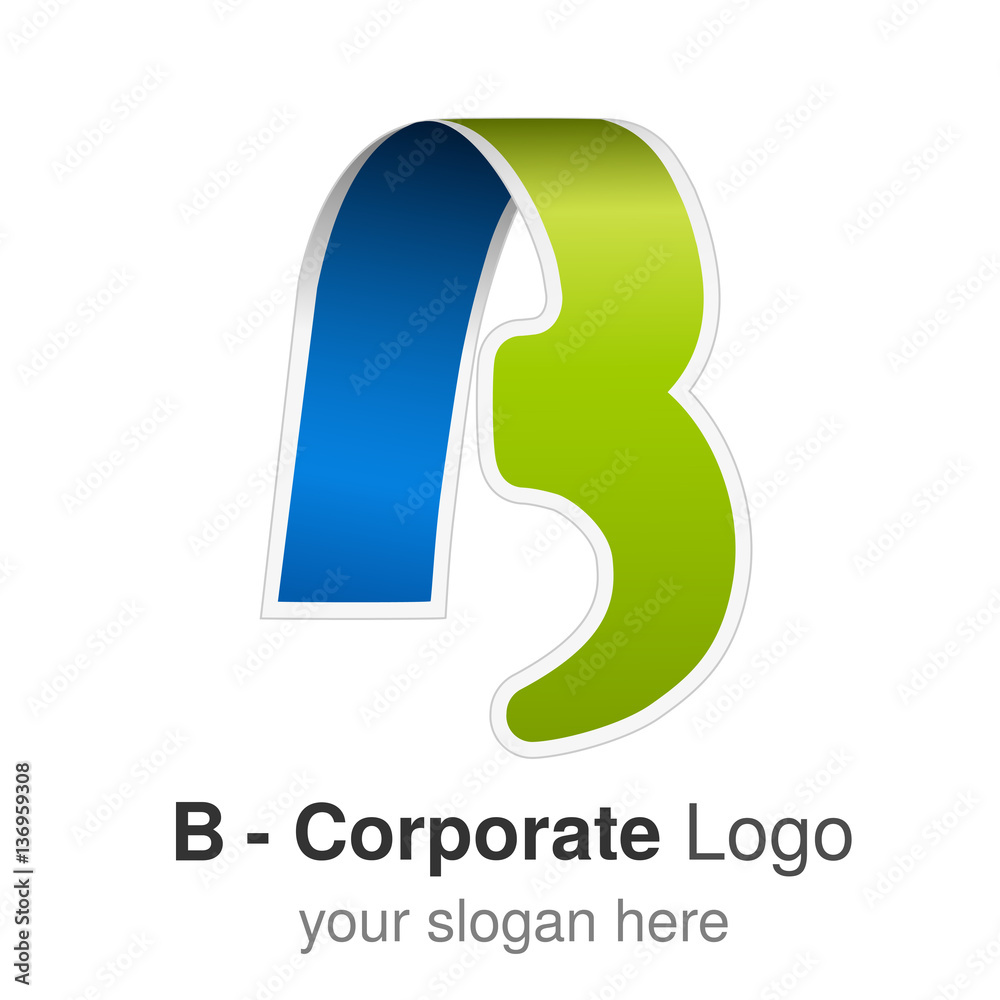 Vector original font alphabet. Letter B, corporate logo design, paper ...