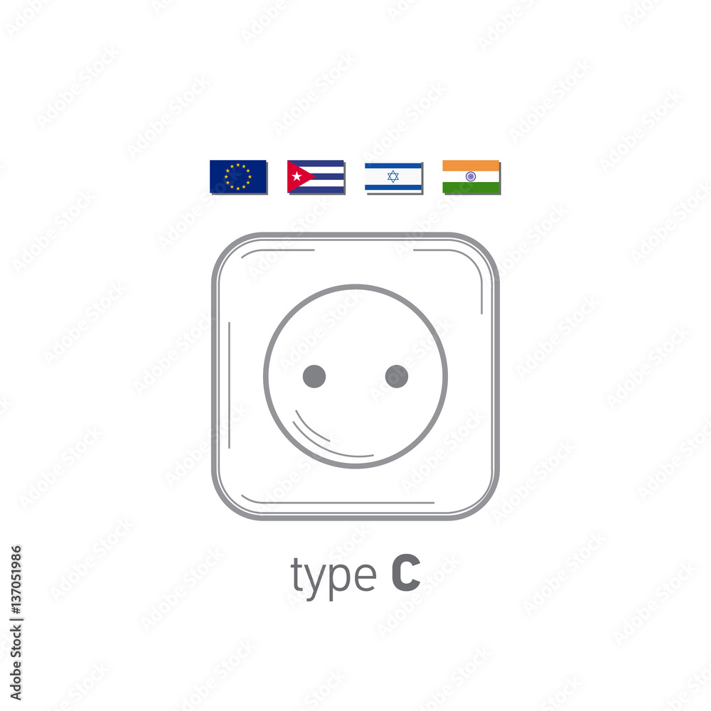 Sockets icon. Type C. AC power sockets realistic illustration ...