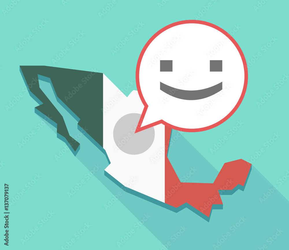 Long shadow Mexico map with a smile text face Stock Vector | Adobe Stock