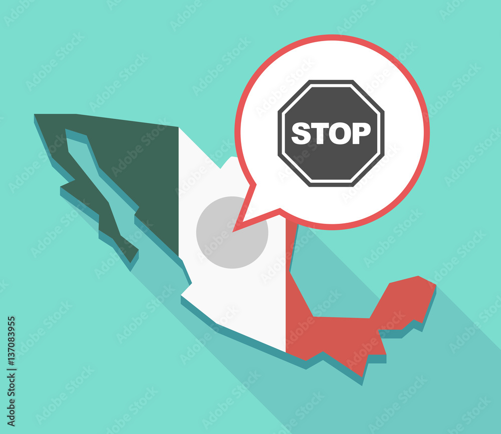 Long shadow Mexico map with a stop signal Stock Vector | Adobe Stock