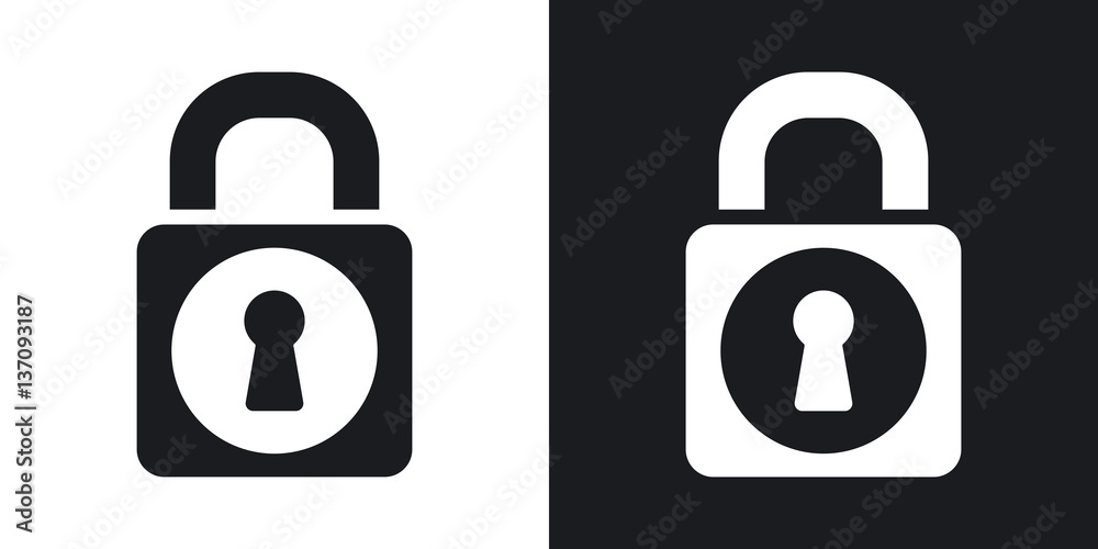 Vector padlock icon. Two-tone version on black and white background ...