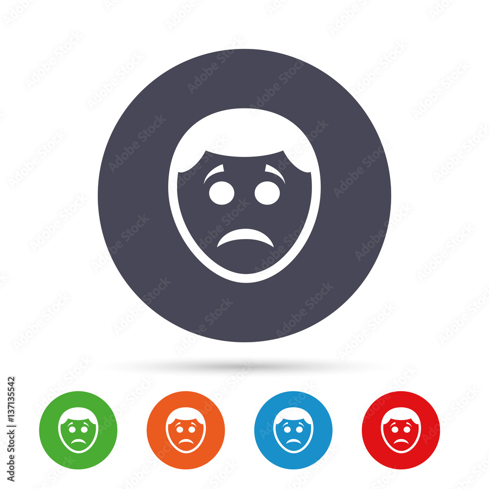 Sad face sign icon. Sadness symbol. Stock Vector | Adobe Stock