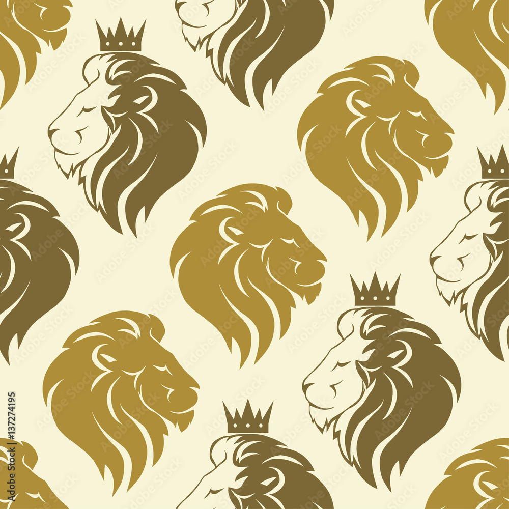 Lion head seamless pattern Stock Vector | Adobe Stock