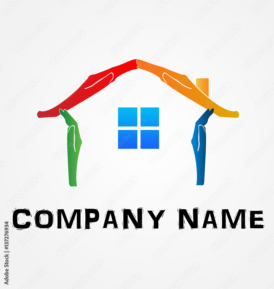Hands doing a house logo vector image Stock Vector | Adobe Stock