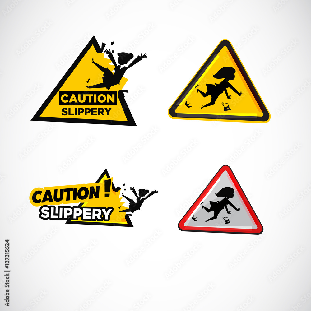 Slippery floor surface warning sign - vector Stock Vector | Adobe Stock