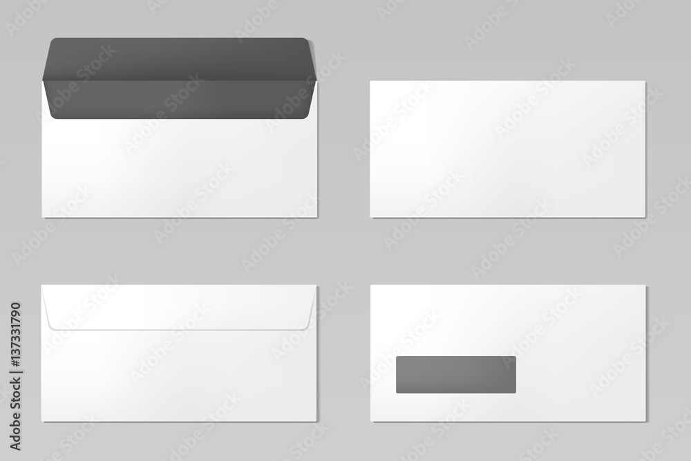 DL Envelopes mockup front and back view, vector illustration Stock ...