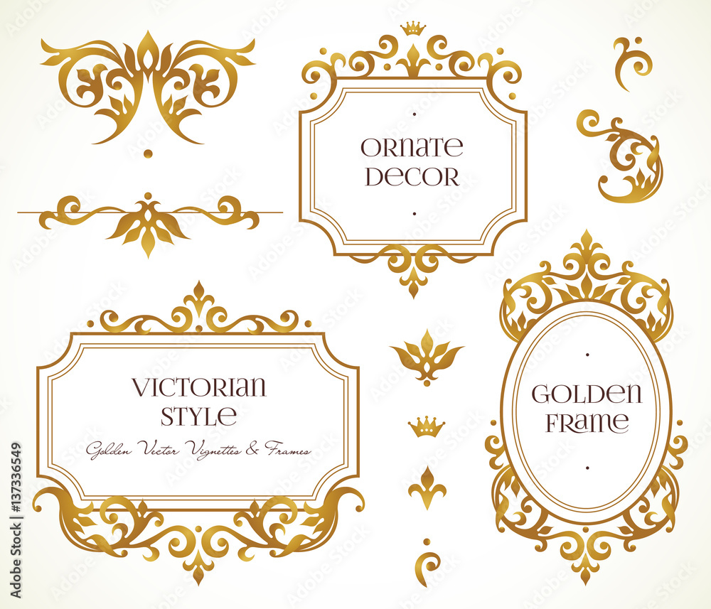 Vector set frames, vignette in Victorian style. Stock Vector | Adobe Stock