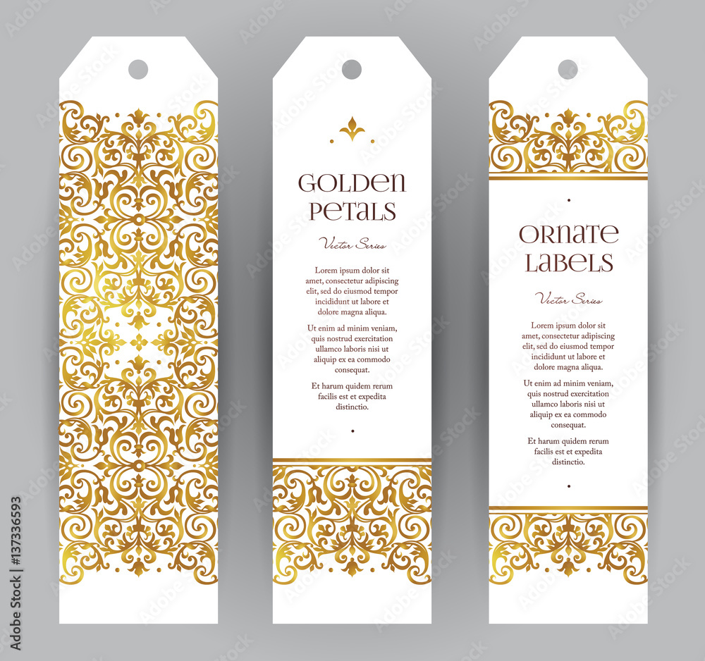 Vector set of golden labels in Victorian style. Stock Vector | Adobe Stock